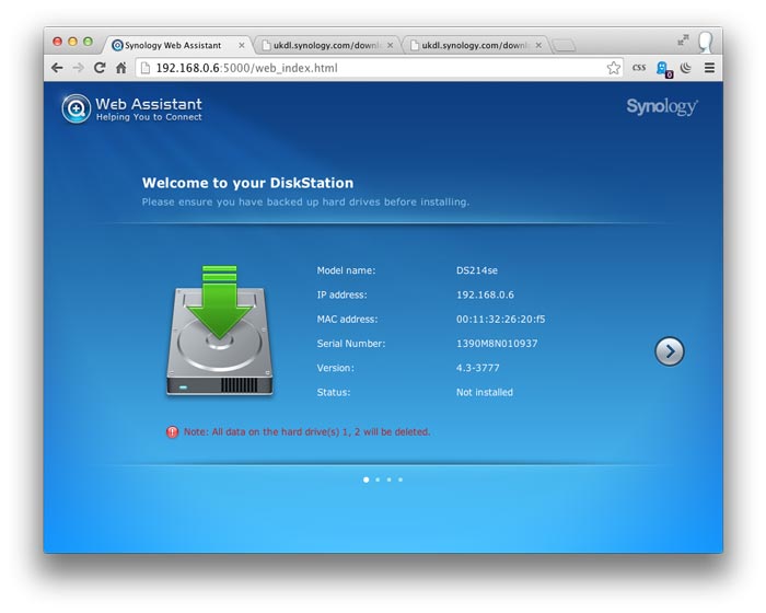 Getting started with a Synology DS214se NAS